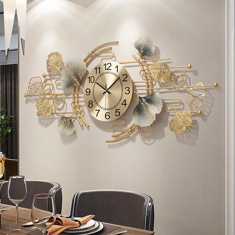 QUKAU Light luxury wall clock 85X37CM living room home fashion clock ...