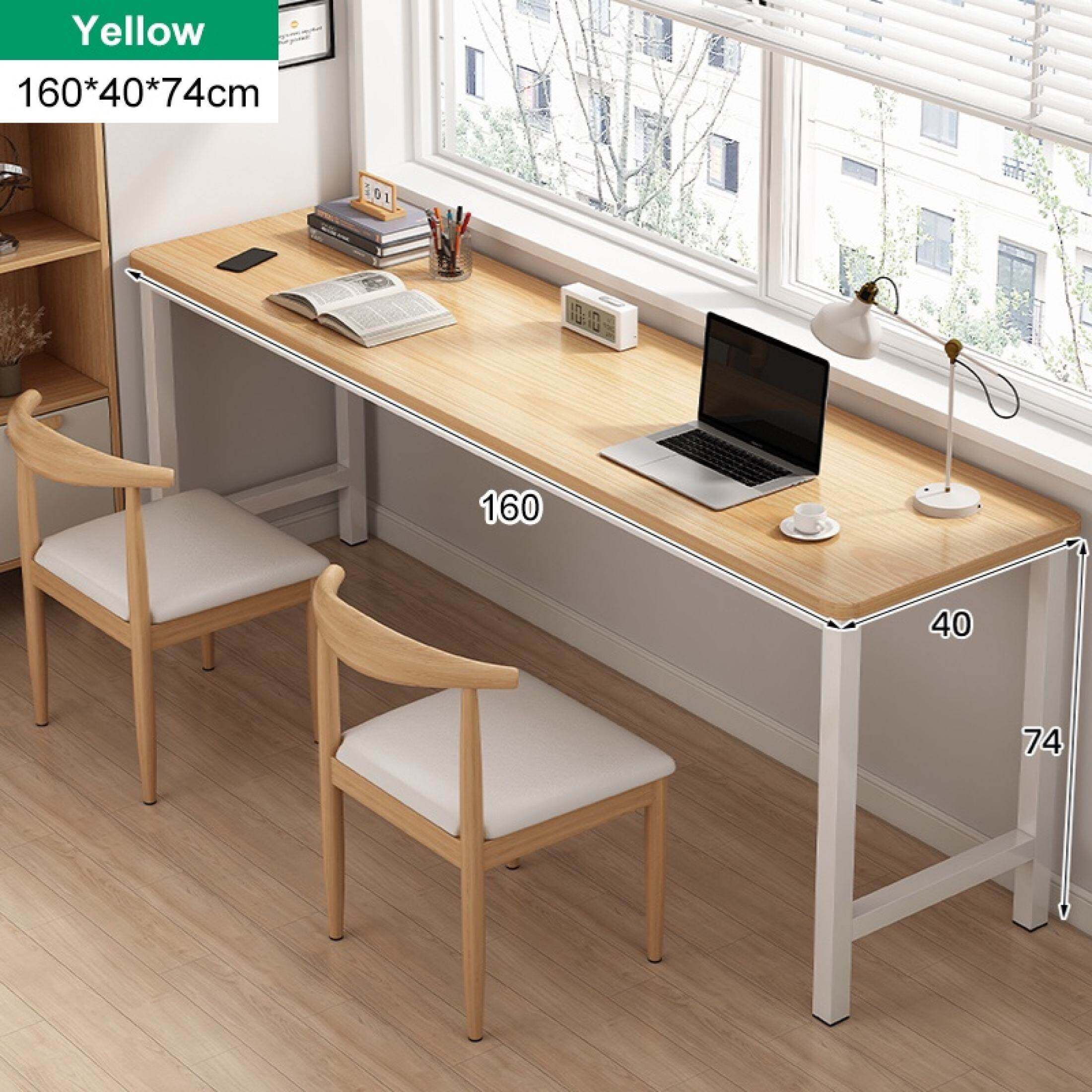 Sofya White 160cm/140cm Table Home Office Study Desk Double layers Computer Table Long writing ...