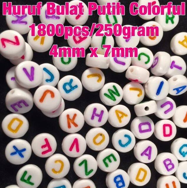 ALPHABET ABJAD HURUF BULAT PUTIH WARNA (4mm x 7mm) | Lazada