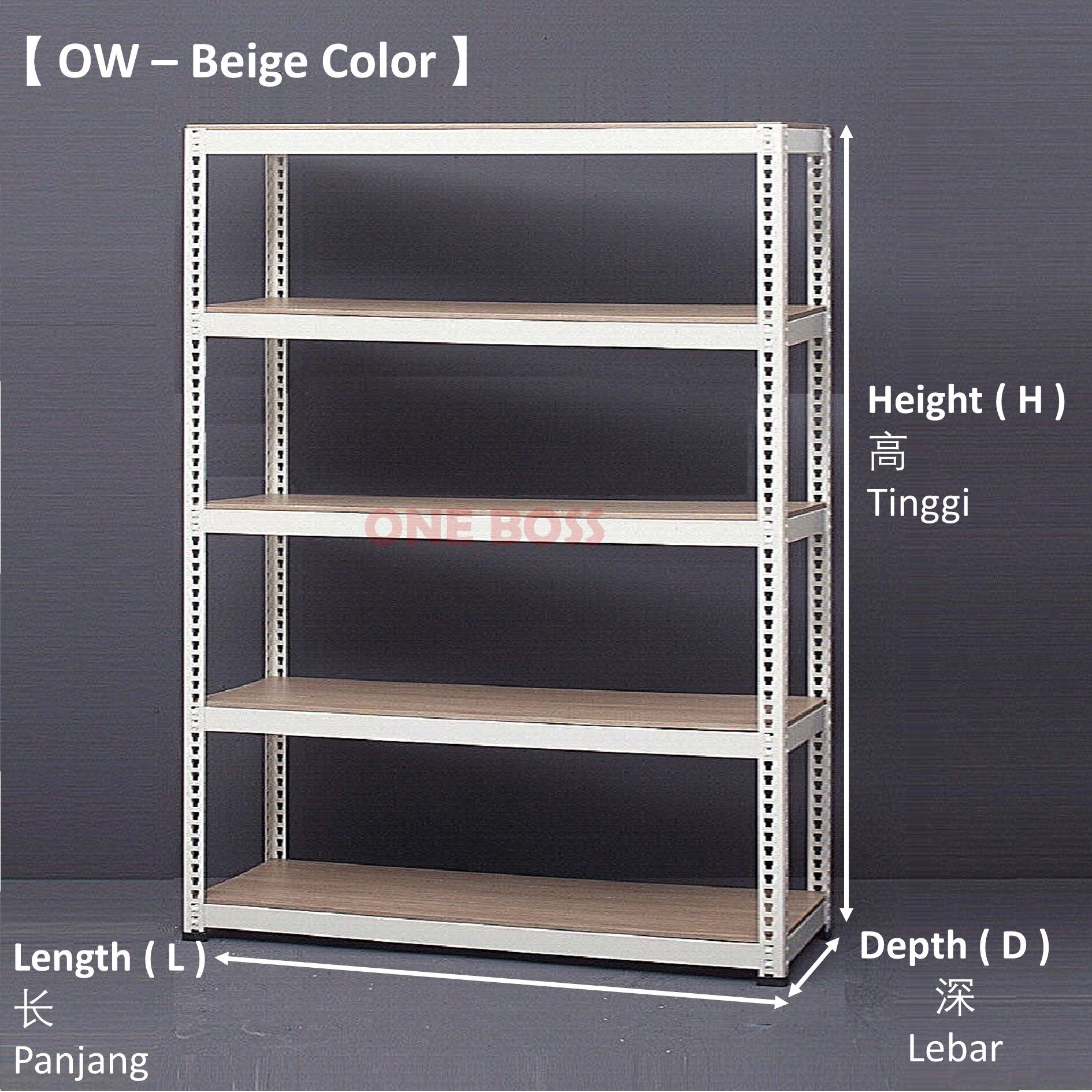 ** ONE BOSS -【Length 90cm x Depth 30cm 】5 LEVELS BOLTLESS RACK HOME ...