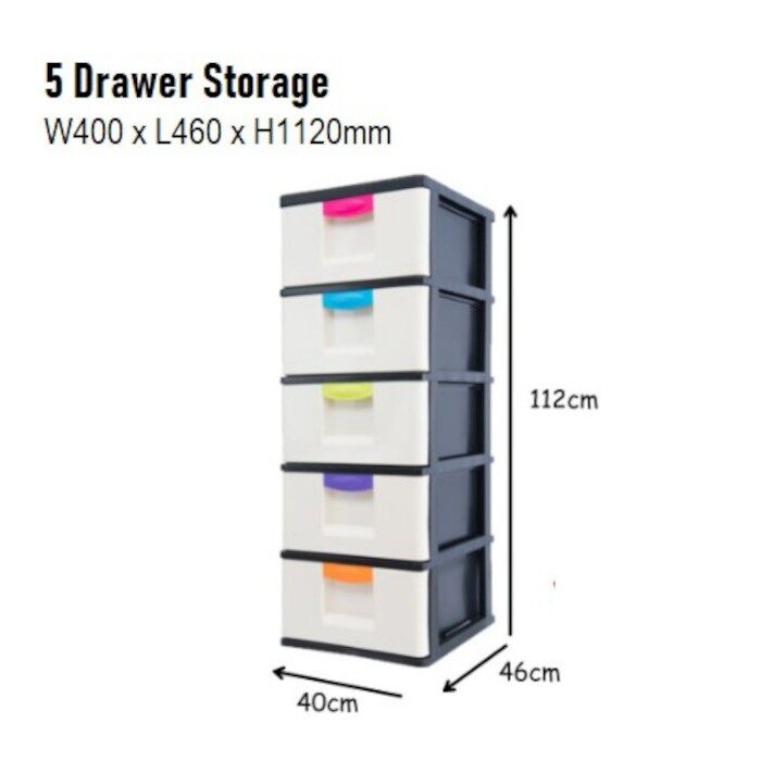 3 / 4 / 5 Tier Multipurpose Plastic Drawer Storage Cabinet Rack ...
