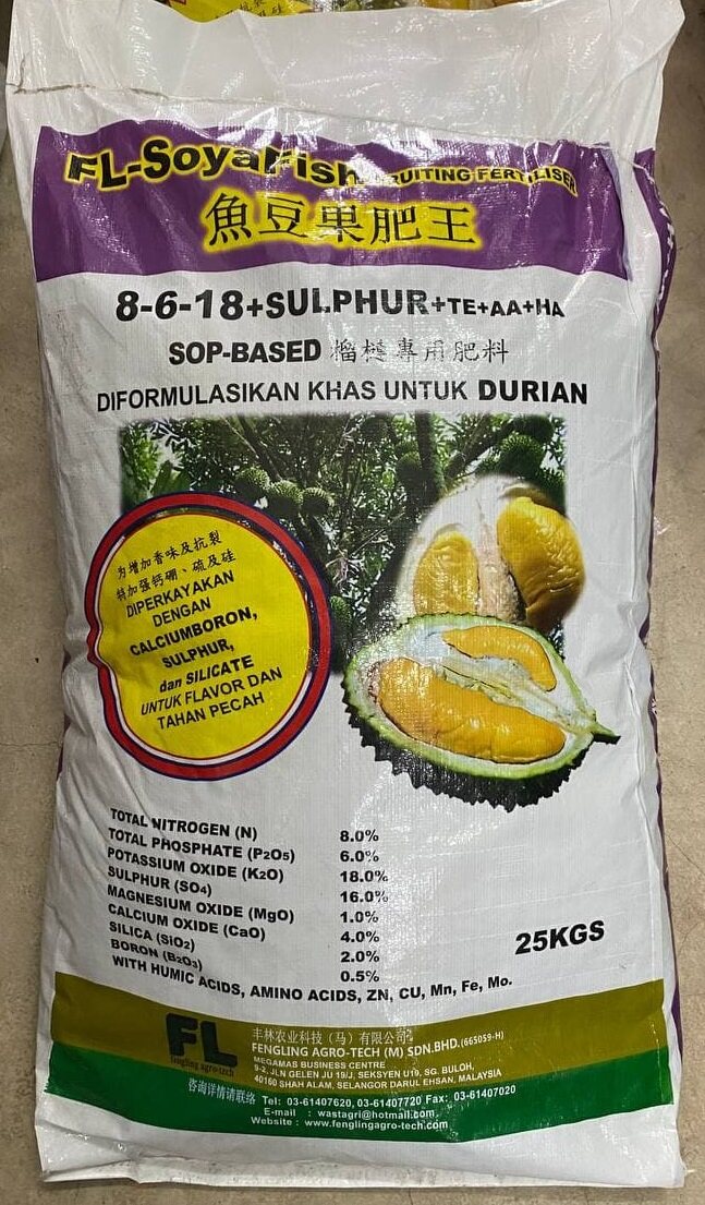 Baja Buah FL SOYA FISH 8:6:18+S+TE+AA+HA (SOP Based) Khas untuk DURIAN ...