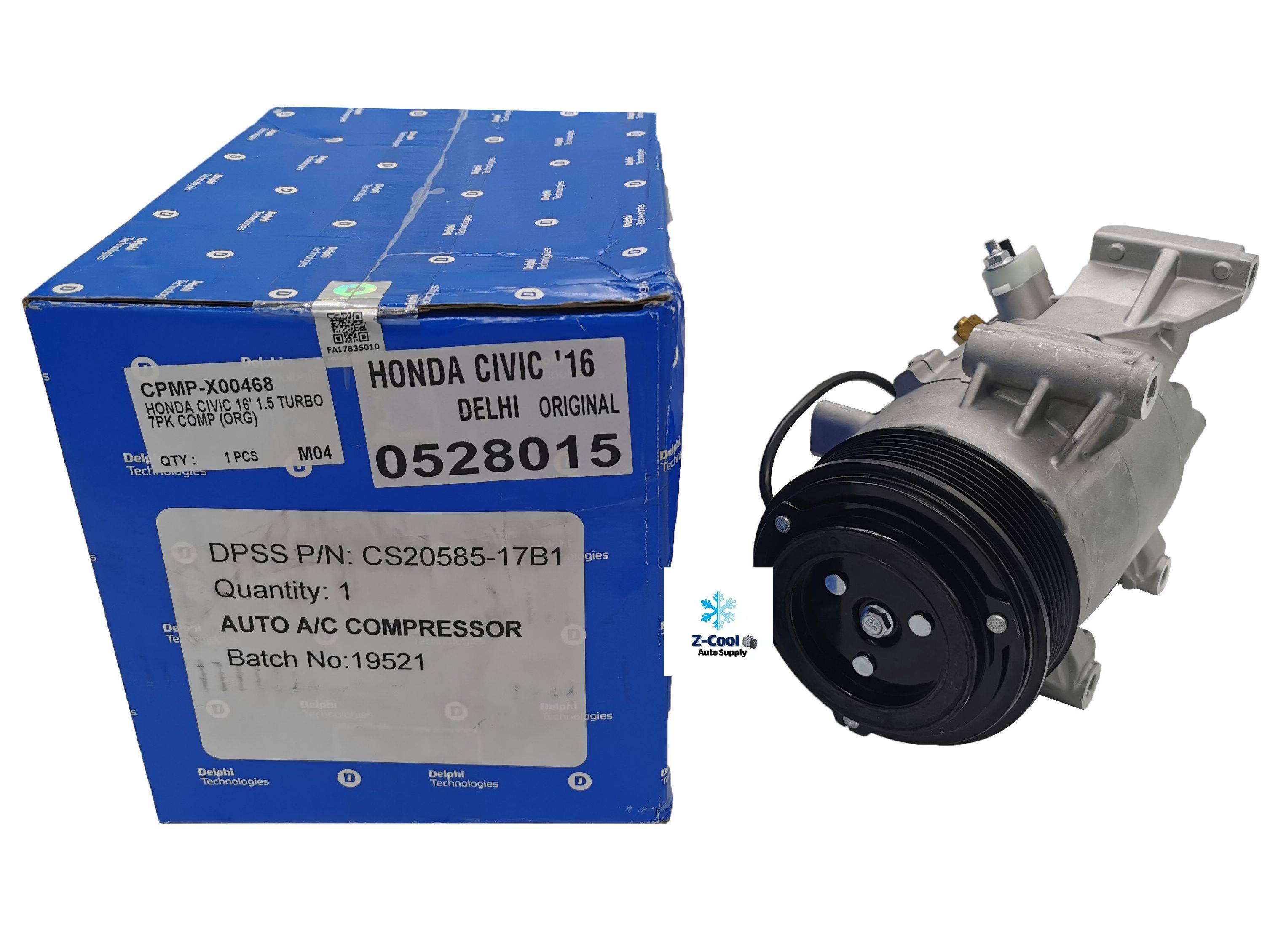 : Aircond Compressor Original Delhi Honda Civic Year 2016 1.5CC Turbo 6CVC140E 7PK 00468 | Lazada