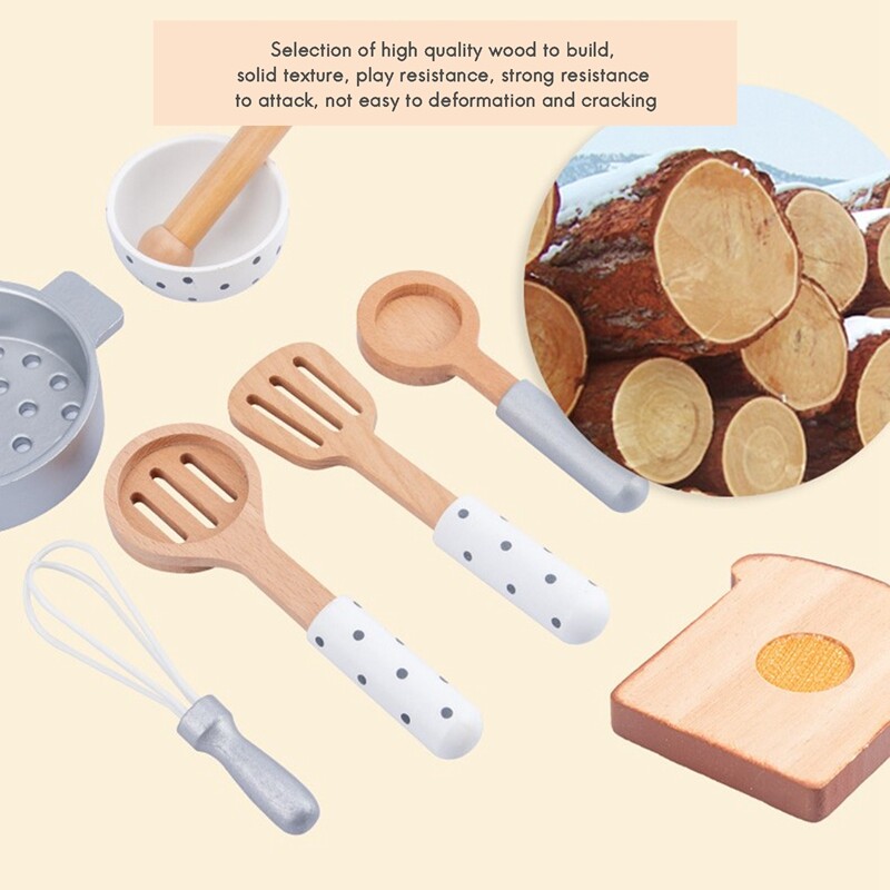 Children Kitchen Toys DIY Cooking Pretend Play Simulation Wooden ...