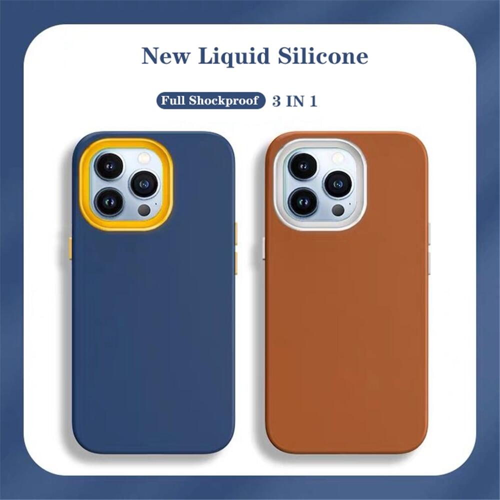 3 in 1 Liquid Silicone Shockproof Soft Case for iPhone 14 Pro Max ...