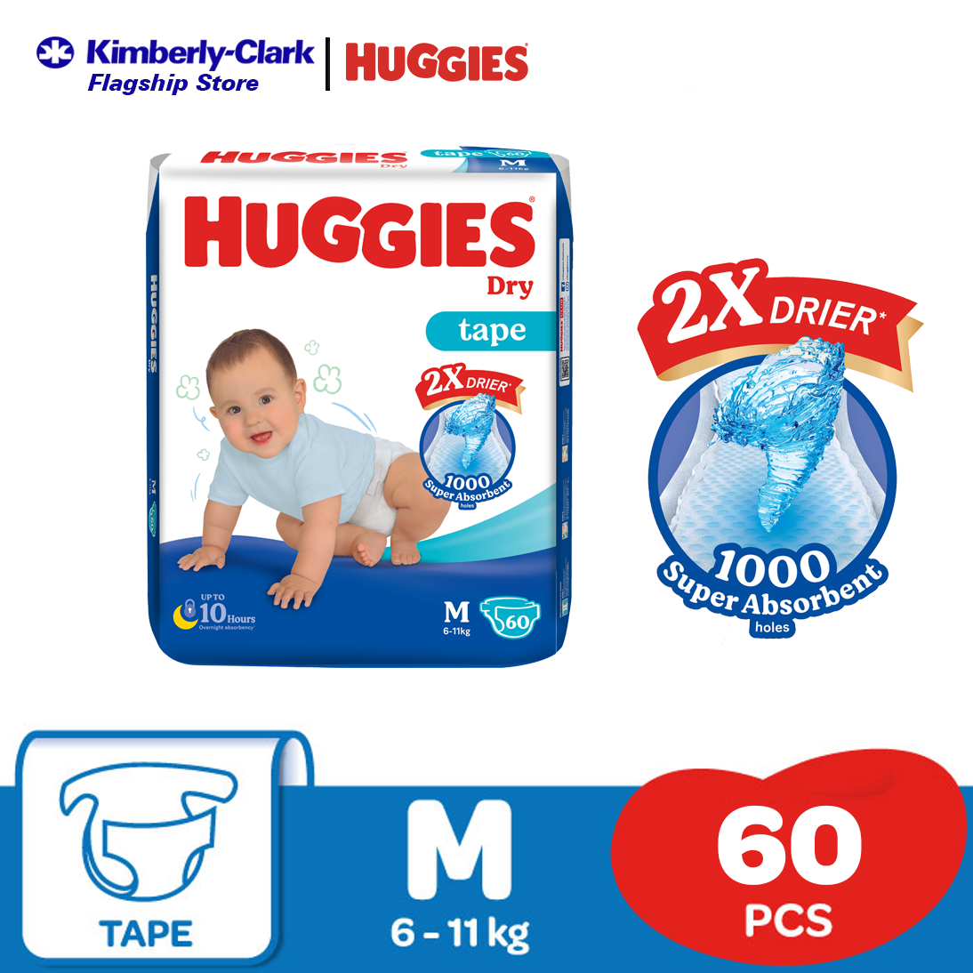 HUGGIES Dry Diapers M60 Super Jumbo Pack | Lazada