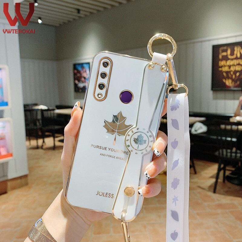 VWTEROKAI แฟชั่นหรูหรา Electroplated Maple Leaf สำหรับ Huawei Y6P Y9 ...