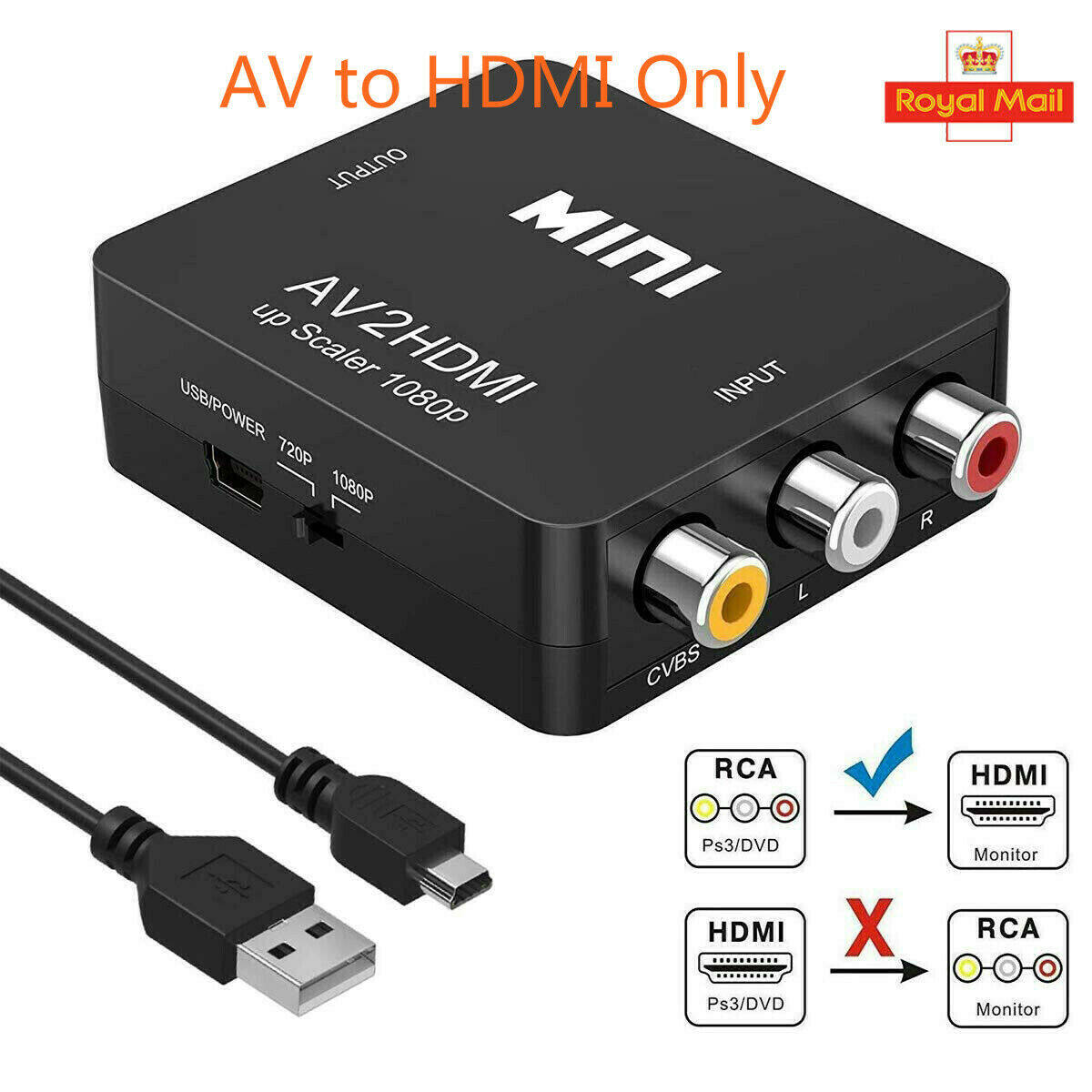 ♥มีสินค้า + ฟรี♥HDMI ถึง AV Scaler HD ตัวแปลงวิดีโอกล่อง AV2HDMI RCA AV ...