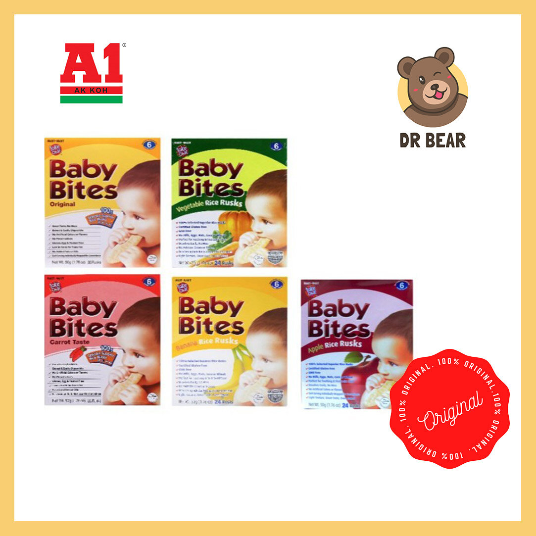 Baby Bites - Original / Apple / Banana / Vegetarian / Carrot (50g x ...