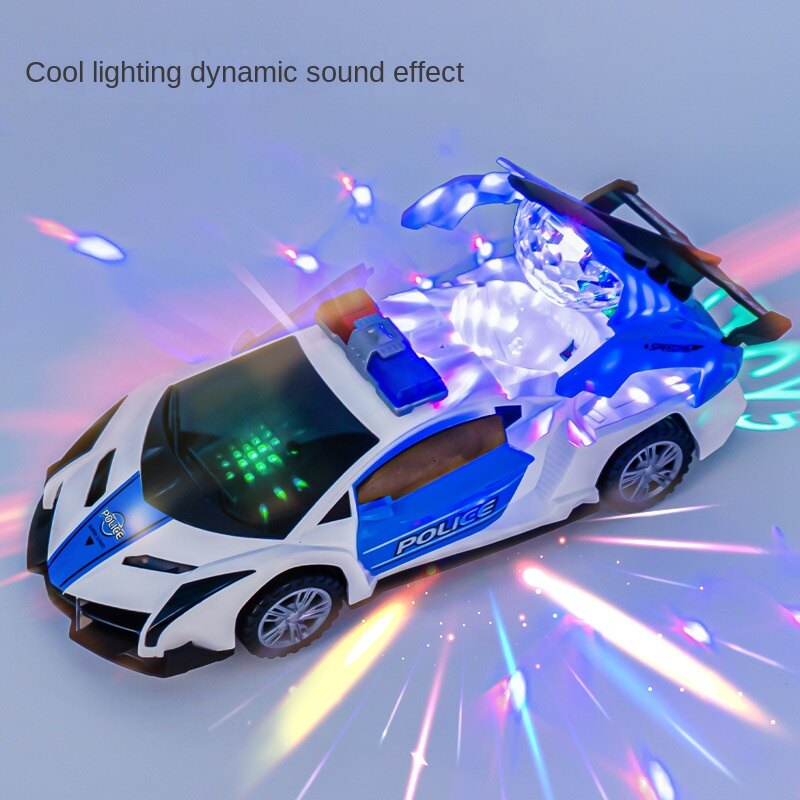 Electric 360 Rotation Police Car Vehicle with LED Light Music Dancing ...