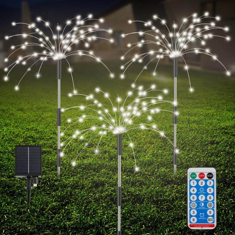 Cdefef 3 Pack Solar Garden Firework Lights 120 LED Copper Wire Light ...