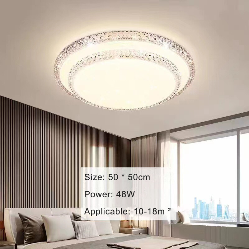 Modern Double-layer Crystal Ceiling Lamp Led Living Room Lamp LED48W ...