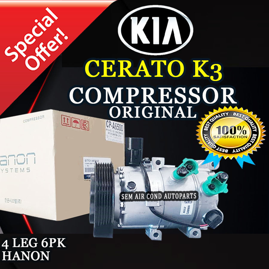 KIA CERATO K3 4 LEG 6PK ORIGINAL HANON COMPRESSOR/ KOMPRESOR (CAR ...