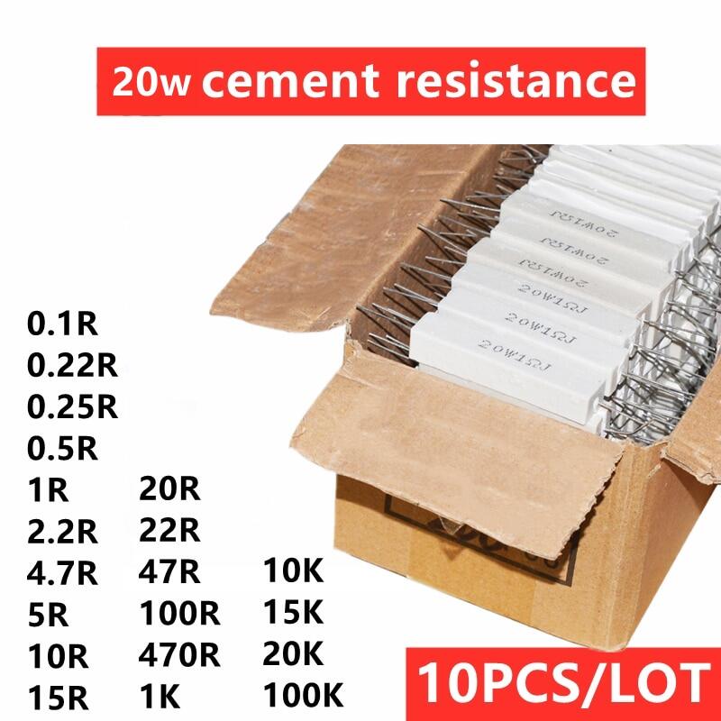 10Pcs 5W 5% แนวตั้งตัวต้านทานซีเมนต์0.1R-10K 5W1R 2R 2.2R 3.9R 4.7R 5R ...