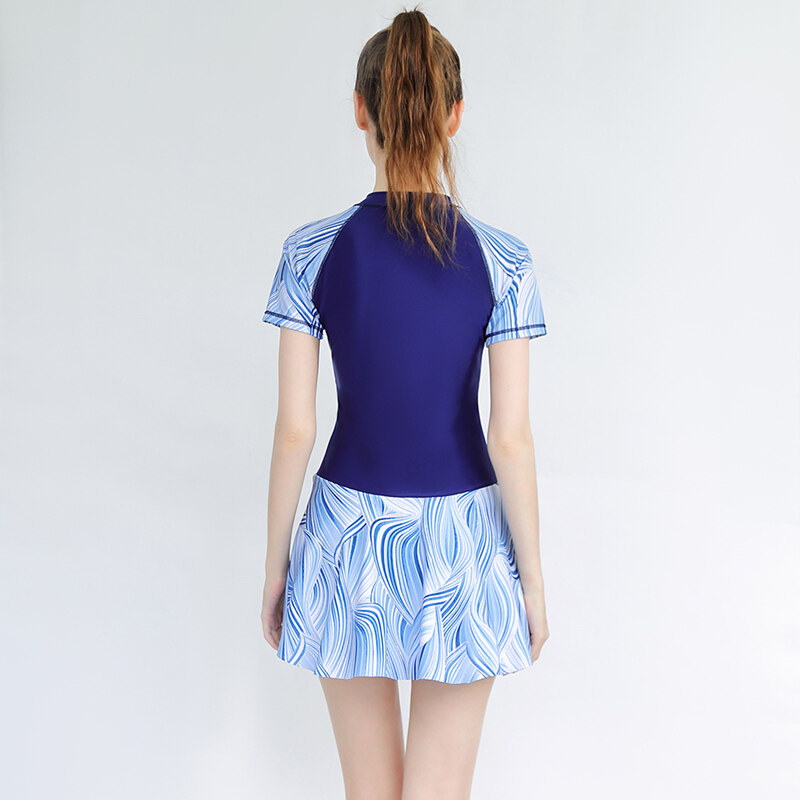 LYSEACIA ชุดชมพูลาย L-3XL มีระบายชุดชุดว่ายน้ำแขนสั้นมีเลื่อมสำหรับสตรีผ้าไนลอนยืดได้ชุดเดรสชาย ...