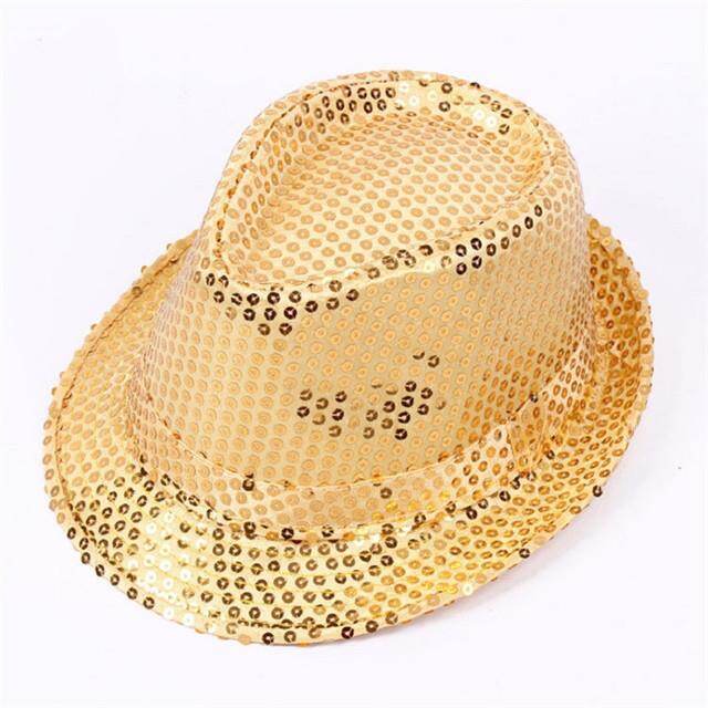 Adult and Child Unisex Brilliant Glitter Sequins Hat Dance Fedora Hat ...