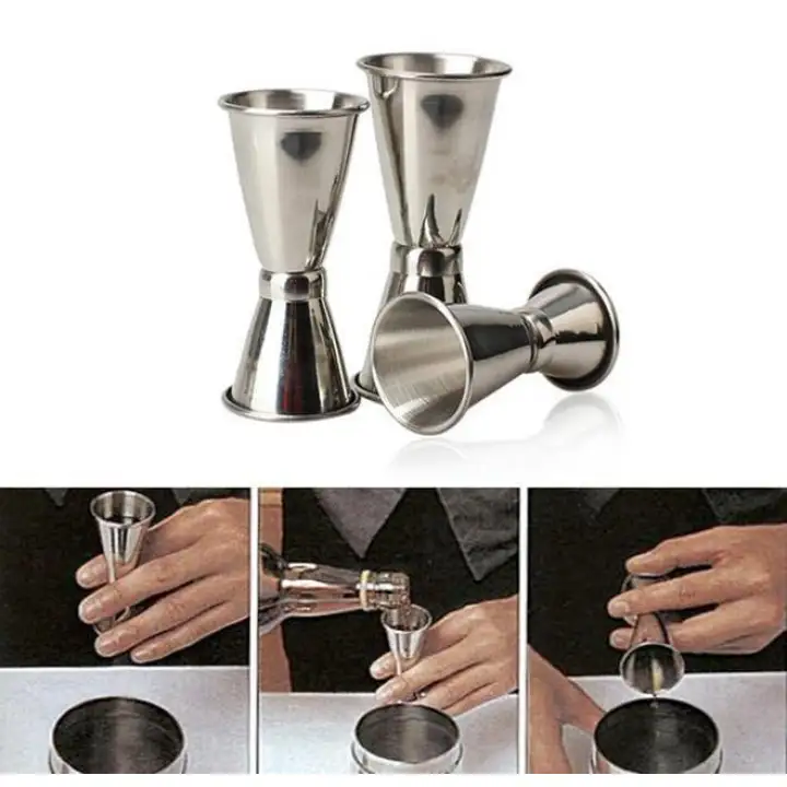 3Pcs Stainless Steel Cocktail Drink Mixer Measuring Cup Jigger Measurer ...