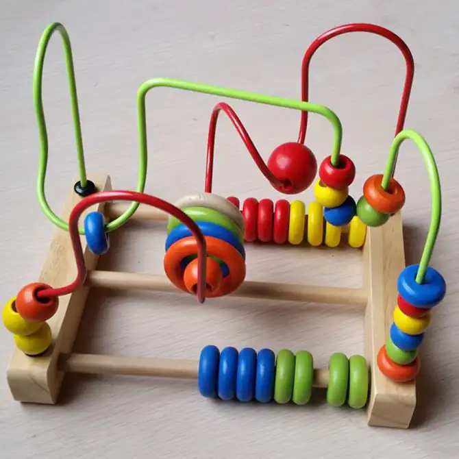 360WISH นับวงกลมลูกปัด Abacus Wire Maze Roller Coaster ของเล่นไม้เพื่อ ...