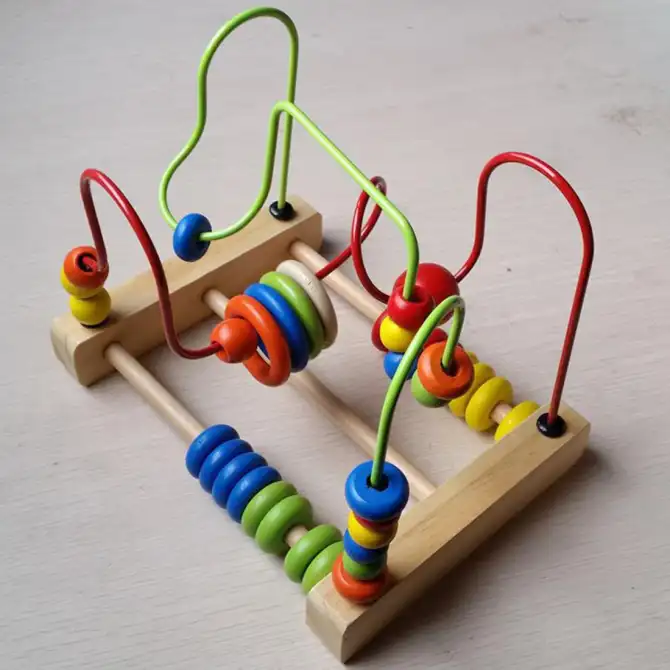 360WISH นับวงกลมลูกปัด Abacus Wire Maze Roller Coaster ของเล่นไม้เพื่อ ...