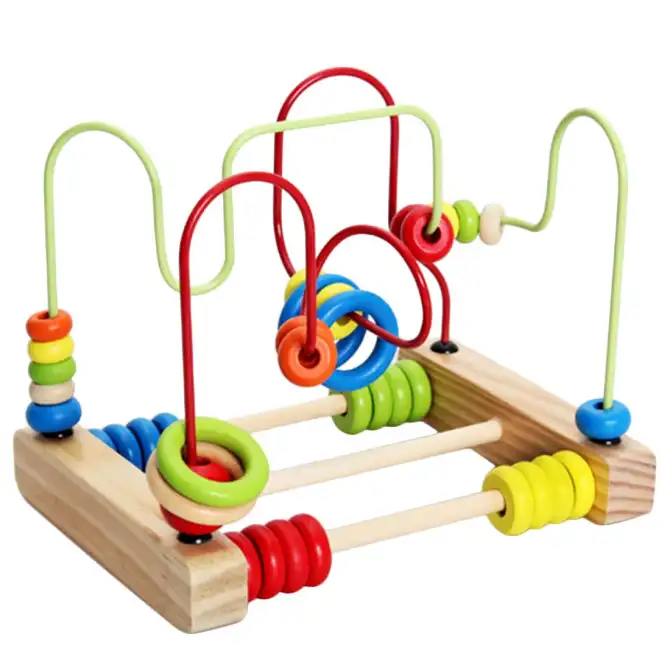360WISH นับวงกลมลูกปัด Abacus Wire Maze Roller Coaster ของเล่นไม้เพื่อ ...