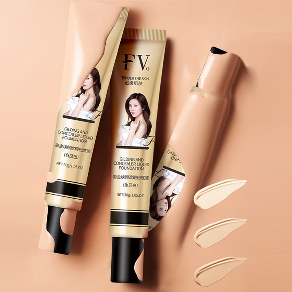 【ซื้อ1แถม1】 [ของขวัญฟรี] Face Korea Fv Foundation Gilded Base Liquid Cream Coverage Oil-Control ...