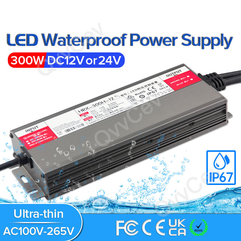300W LED Driver DC12V 24V IP67โคมไฟกันน้ำ Transformers สำหรับไฟกลางแจ้ง ...