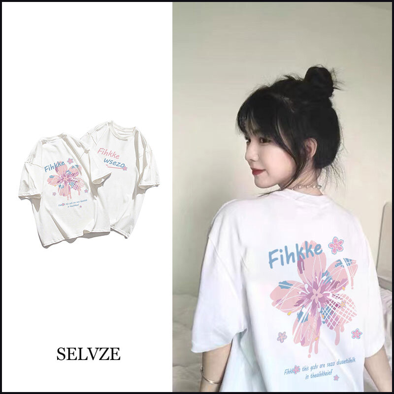 เสื้อยืดสีทึบหลวม U Multi-Color Street INS Style Oversize Solid Color T ...