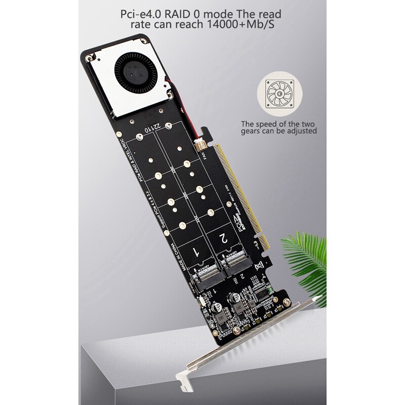 PCIe to M2 Adapter Card PCIe 4.0 X16 M2 M Key NVME SSD RAID Array ...