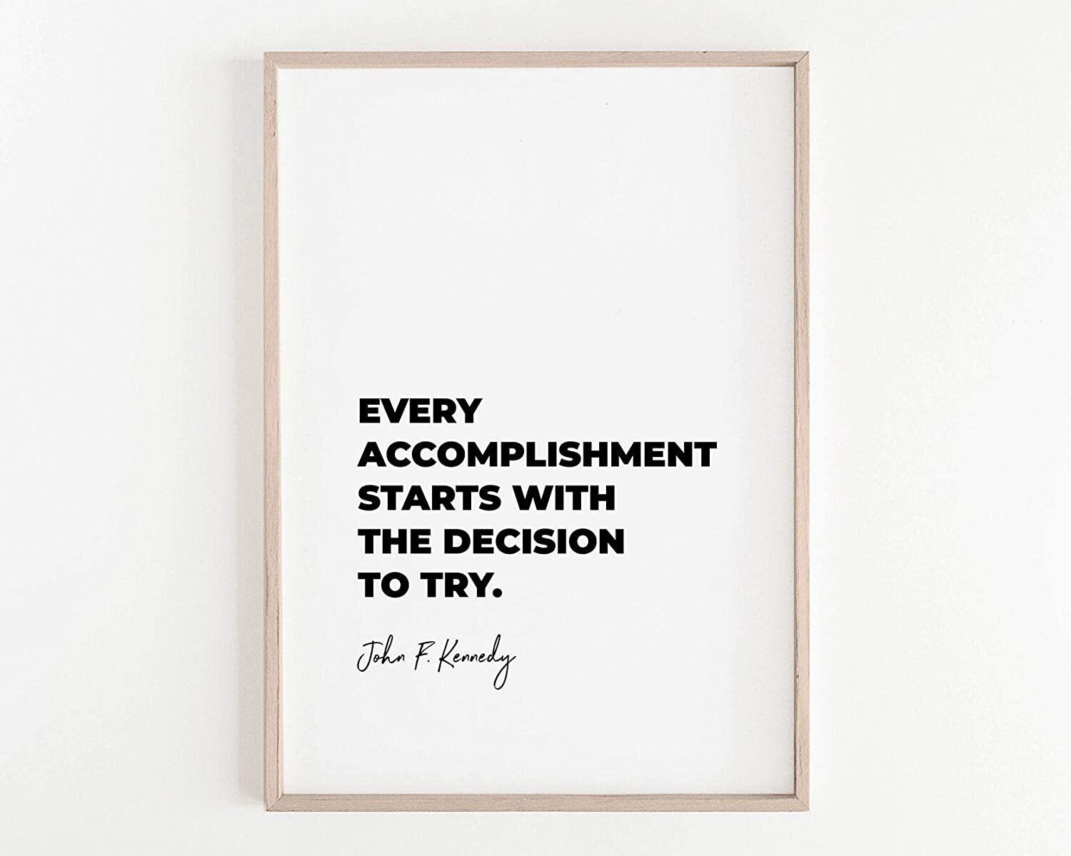 Wood Sign Hanging Wall Plaque Every Accomplishment Starts with The ...