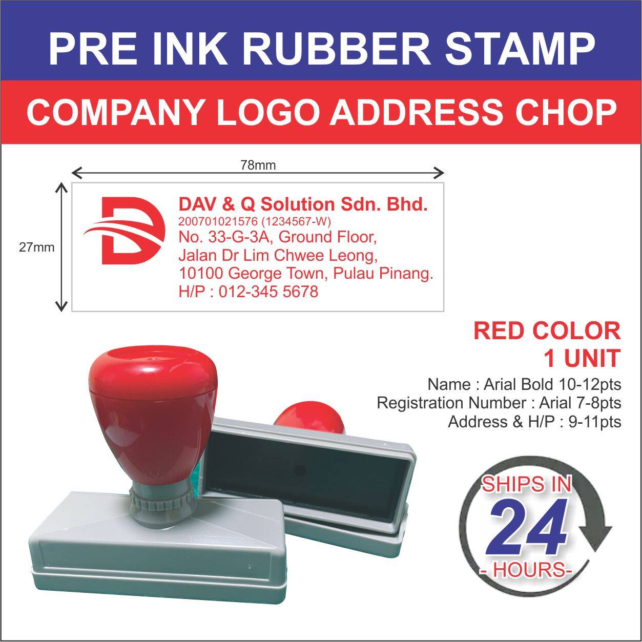 Rubber Stamp / Self Ink Rubber Stamp / Pre Ink Rubber Stamp / Company Logo Address Chop (CUSTOM ...