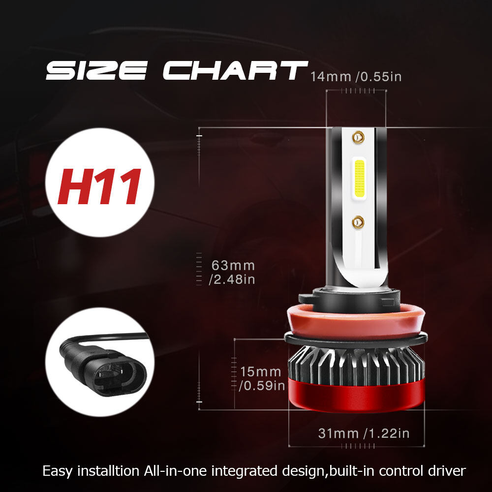 CarTnT 2ชิ้นไฟหน้ารถ LED H7 H4 COB หลอดไฟชิป H1 H7 H11 H8 H9 H4 9005 HB3 9006 HB4 9012 HIR2 80W ...