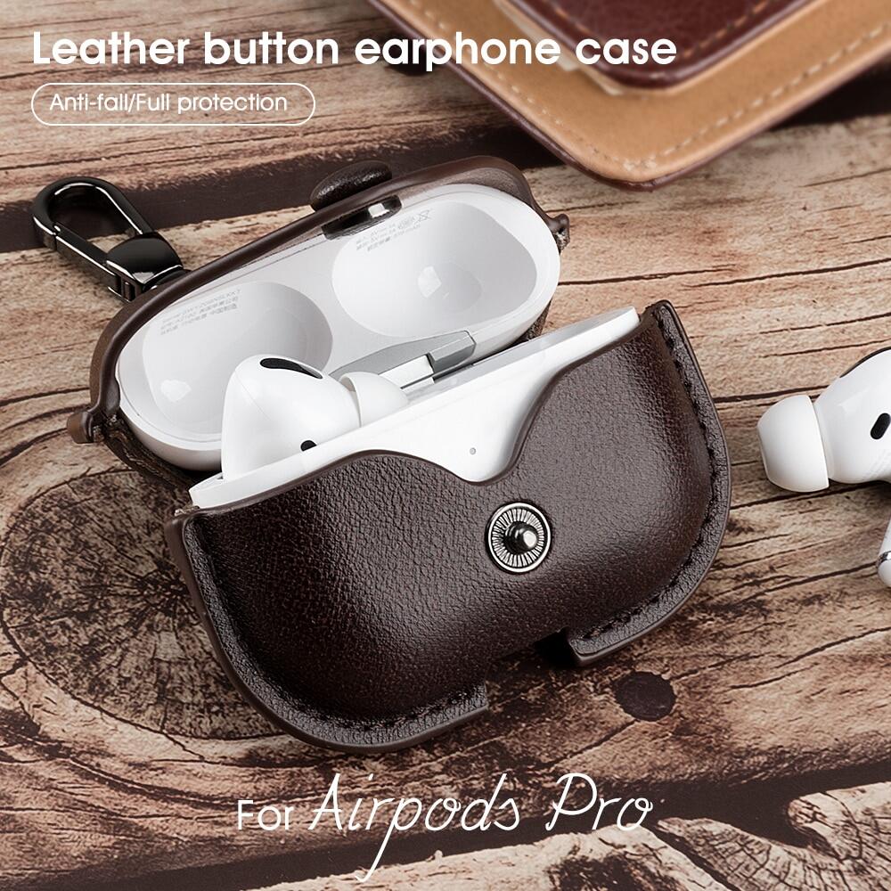 Leather Bluetooth Wireless Earphone Case For AirPods Pro case Genuine ...