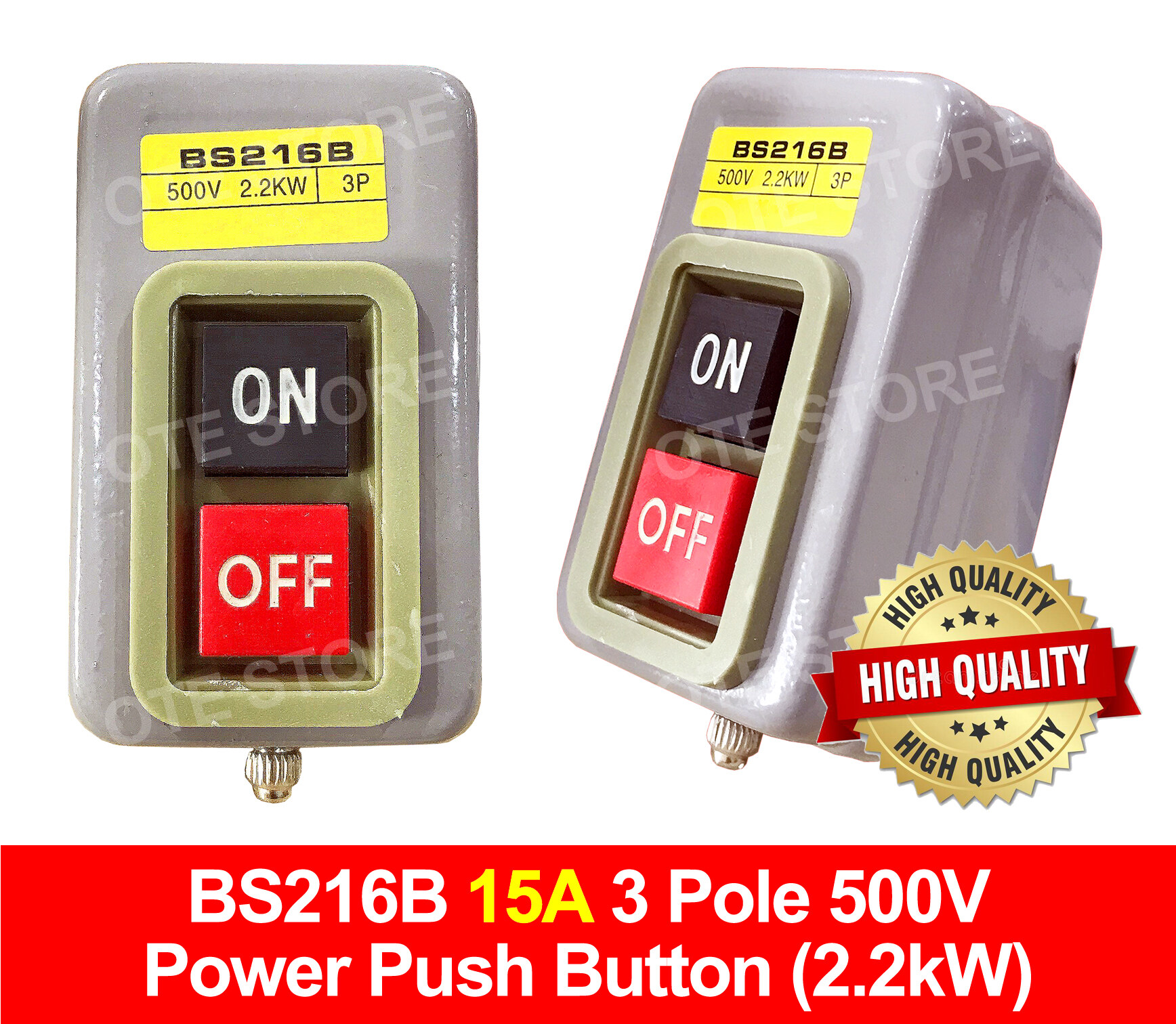 3 Pole Power Control Push Button Switch with Metal Box (BS216B 15A ... 3 Pole Power Control Push Button Switch with Metal Box (BS216B 15A ...