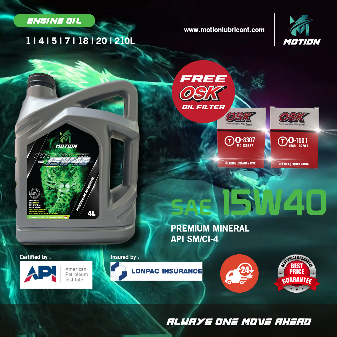 MOTION 15W40 Ultimate Mineral Oil 4L API CI-4 Engine Oil Lubricant 15w ...