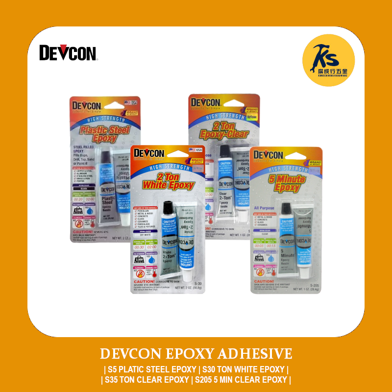 DEVCON EPOXY ADHESIVE ( S5 PLATIC STEEL EPOXY | S30 TON WHITE EPOXY ...