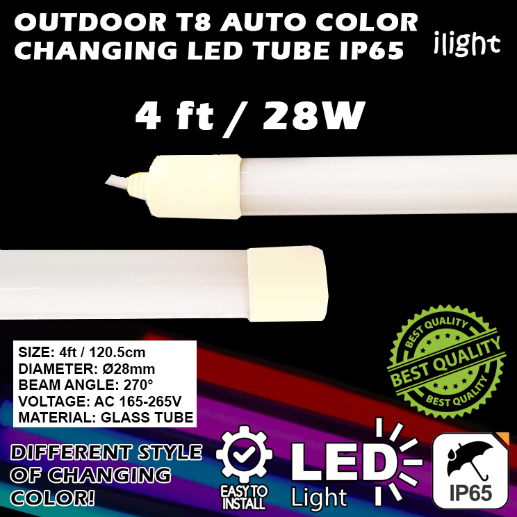 LED T8 TUBE 4FT 28W T8 AUTO CHANGING COLOR LED TUBE WEATHERPROOF IP65 ...