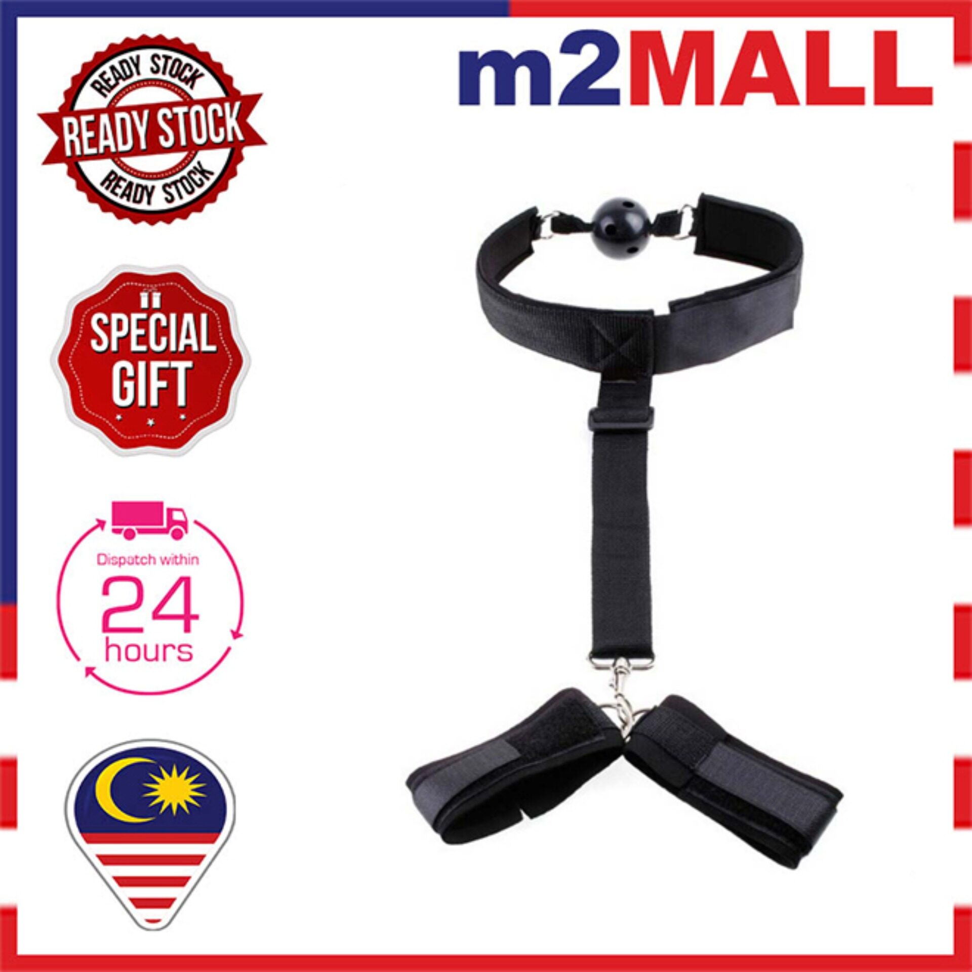 [m2mall] Fantasy Cosplay Wrist Hand Cuff Bondage Restraint With Mouth