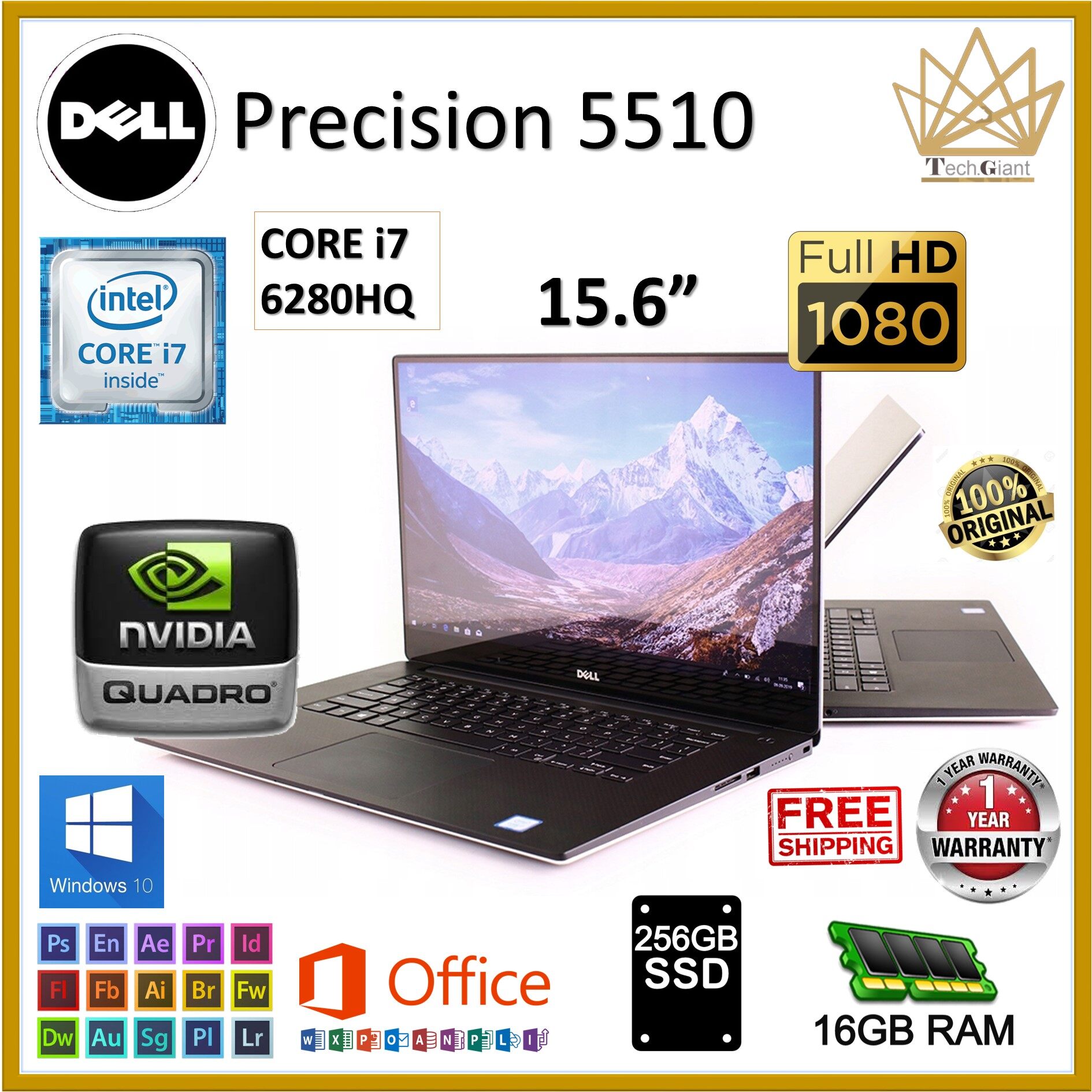 (ULTRA SLIM WORKSTATION) DELL PRECISION 5510 - CORE i7 6280HQ (6th GEN ...