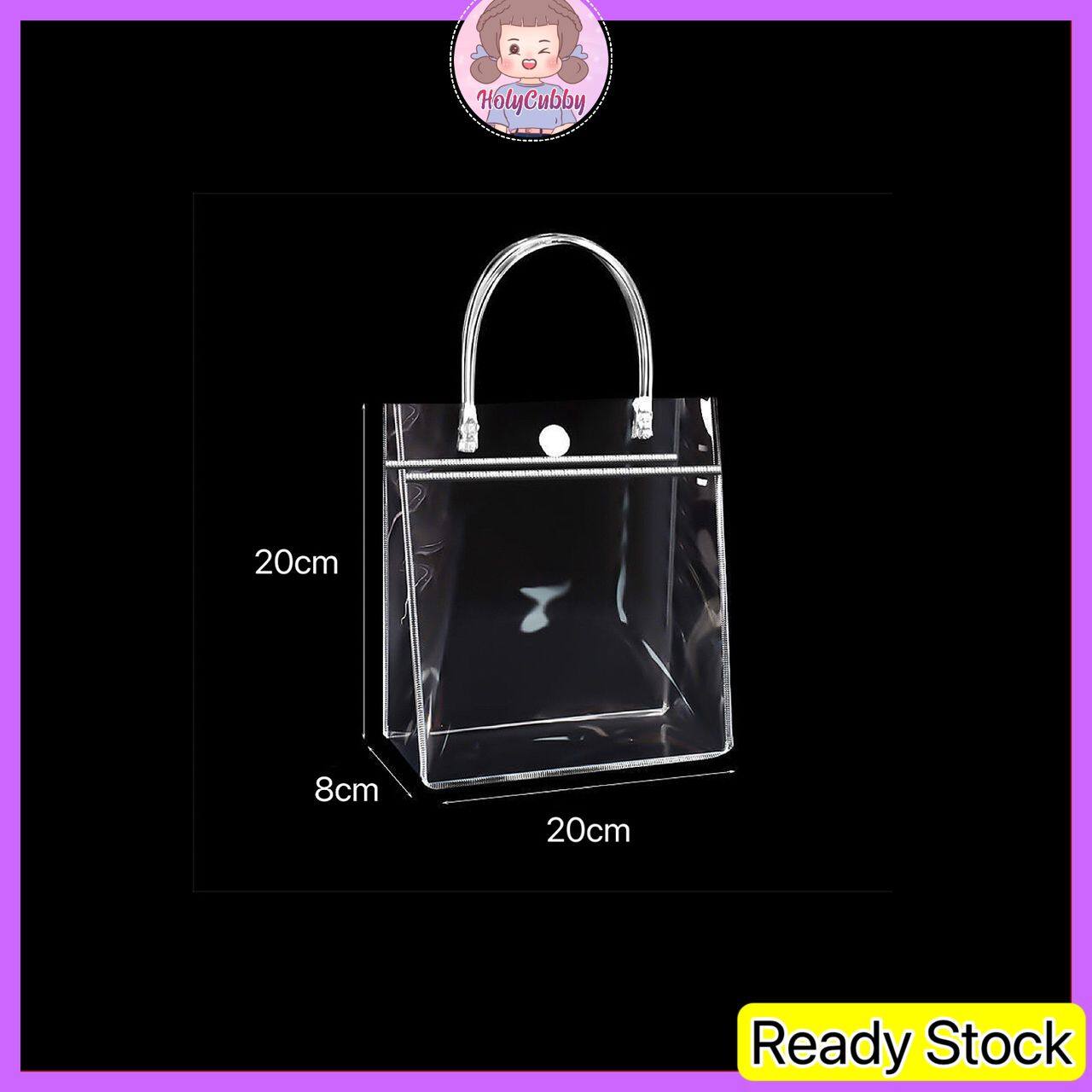 Transparent Clear PVC Gift Tote Bag with Button | Goodies Bag | Gift ...