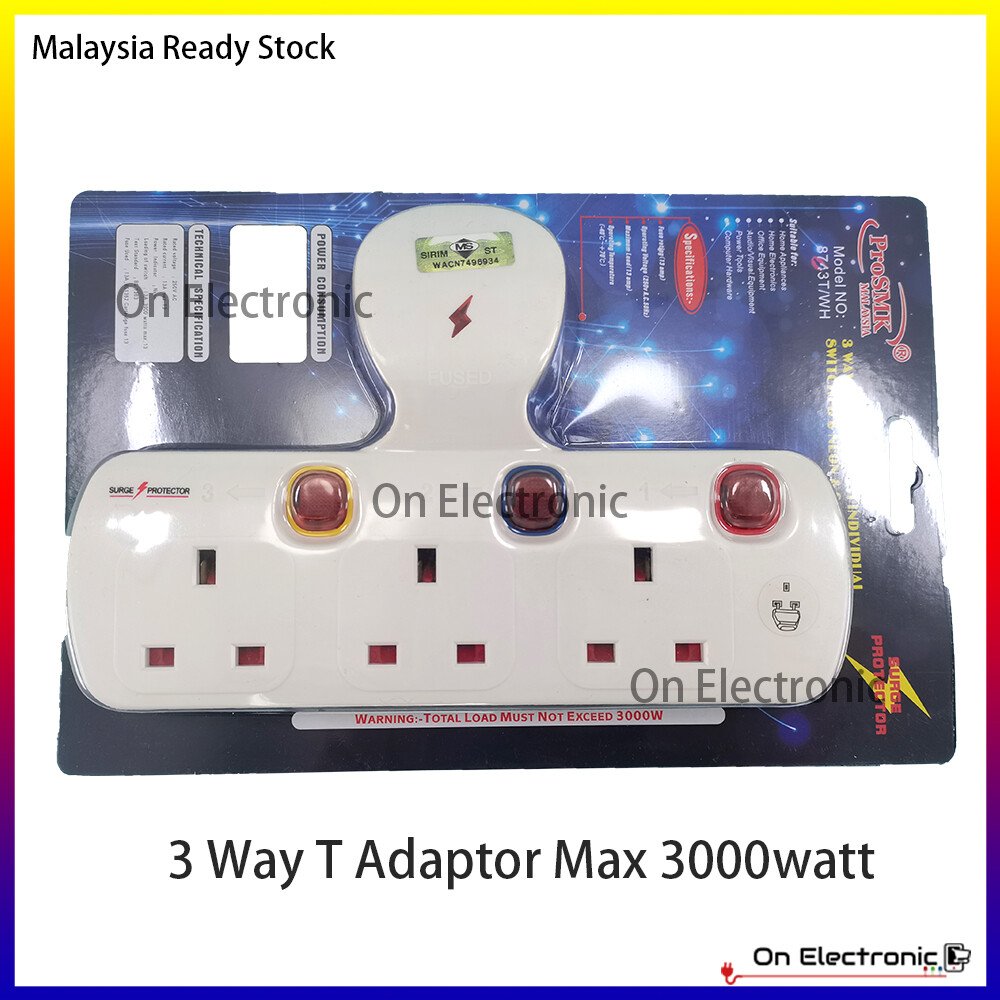 3 Ways and 4 Ways T-Adaptor Extension Socket with SIRIM Certified Surce ...