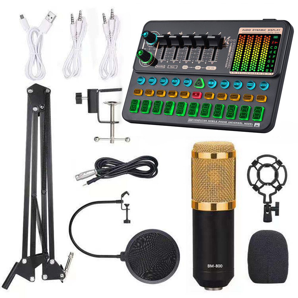 Muslady SK500 Portable Live Sound Card Voice Changer Device Audio Mixer ...