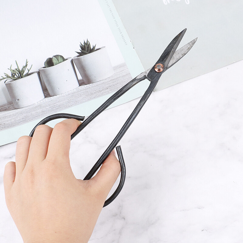 MUXI 20cm Black Steel Bonsai Tool Long Handle Scissors Gardening Plant ...