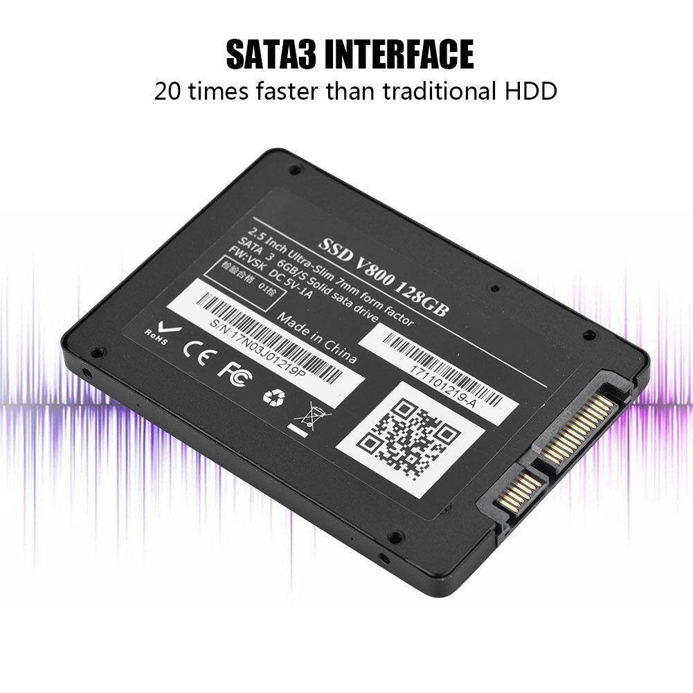128G SSD SATA ฮาร์ดดิสก์แบบพกพา 2.5in สำหรับโน็คบุคตั้งโต๊ะ PC สีดำ ...