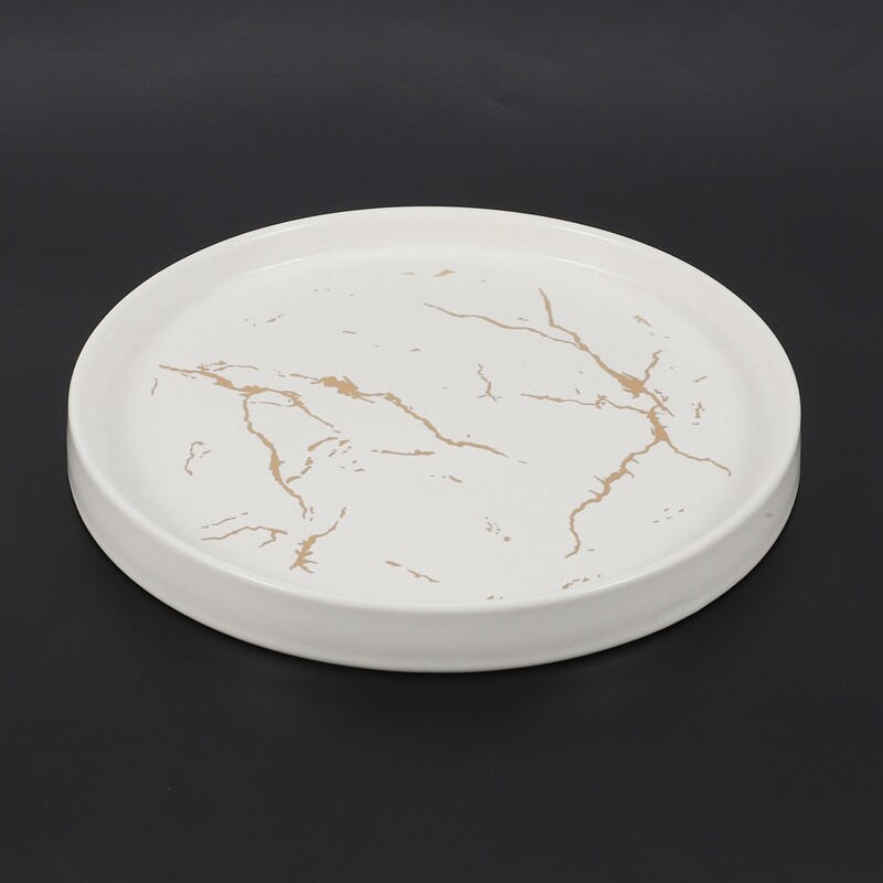 [ในสต็อก] [COD]20Cm Gold Marble Ceramic Dish Porcelain Cutlery Set ...