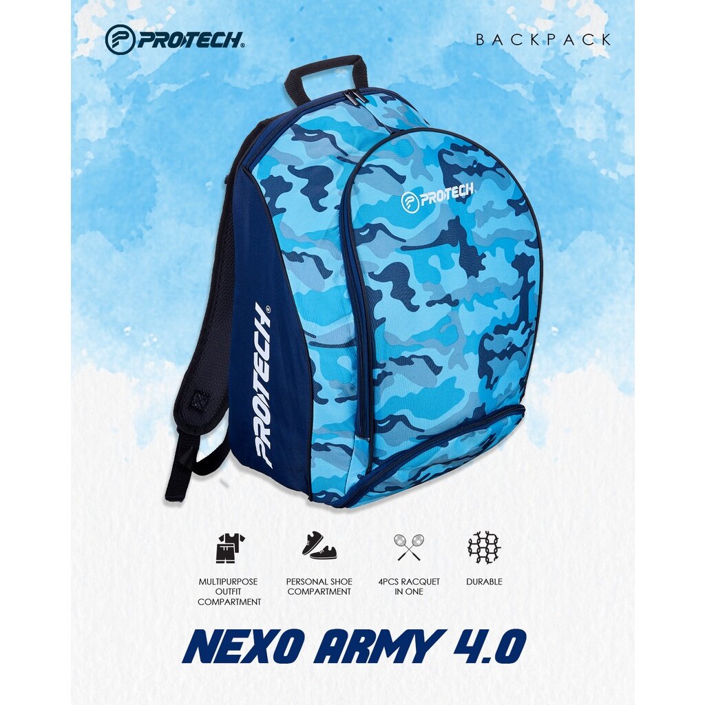 Protech Badminton Backpack with Shoes Compartment - Nexo Army Series | Lazada