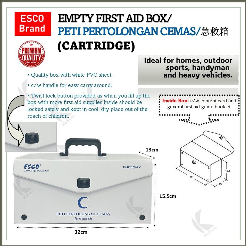 Esco Empty First Aid Box PVC/Peti Pertolongan Cemas/急救箱 | Lazada