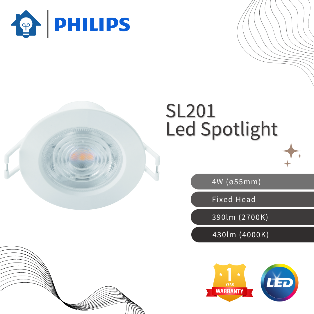 Philips SL201 Warm White 2700K 4000K LED Spotlight ( Fixed / Adjustable ...