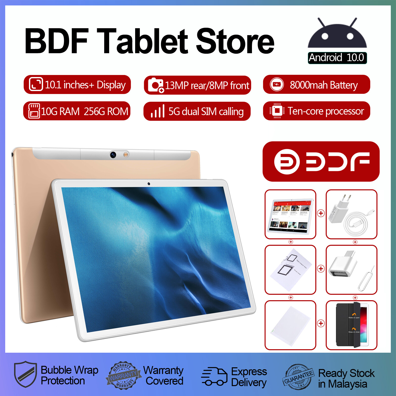 BDF Pro Tablets with Dual 5G SIM Cards Calling 10 Inch Tablet Pc ...