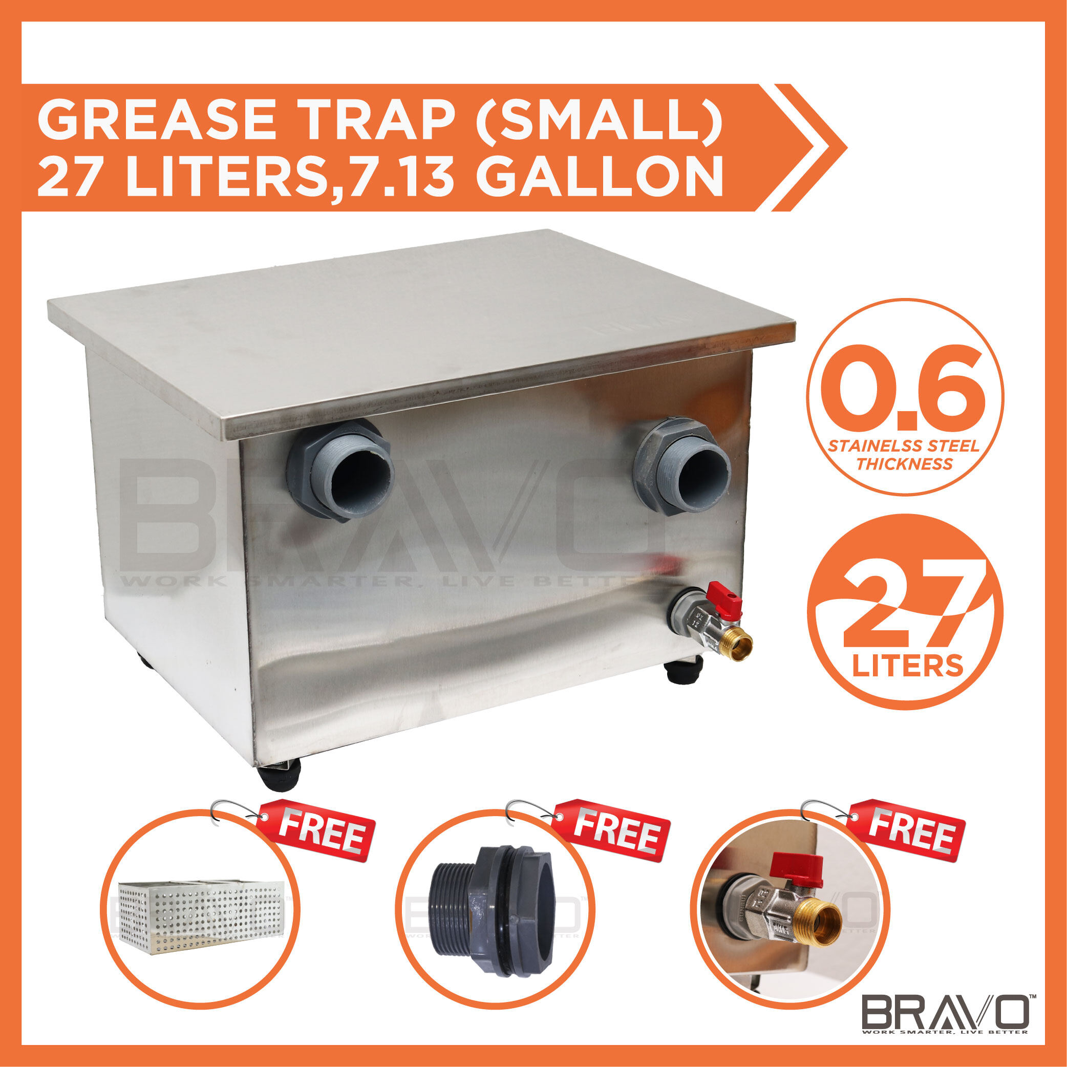 BRAVO 27L 400x300x265 MM Stainless Steel Commercial Heavy Duty Industry ...