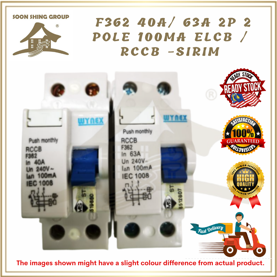 F362 40A/ 63A 2P 2 pole 100mA ELCB / RCCB -SIRIM | Lazada